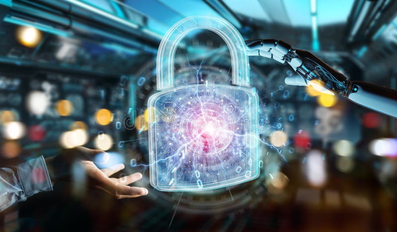 Web Security Protection Interface Used by Robot 3D Rendering Stock ...