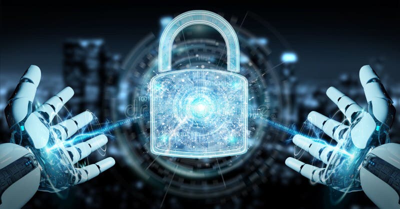 Web Security Protection Interface Used by Robot 3D Rendering Stock ...