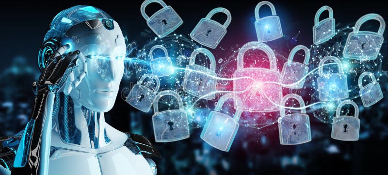 Web Security Protection Interface Used by Robot 3D Rendering Stock ...