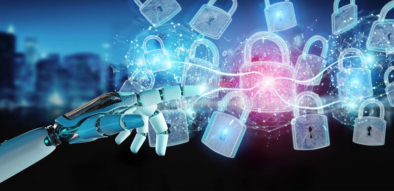 Web Security Protection Interface Used by Robot 3D Rendering Stock ...