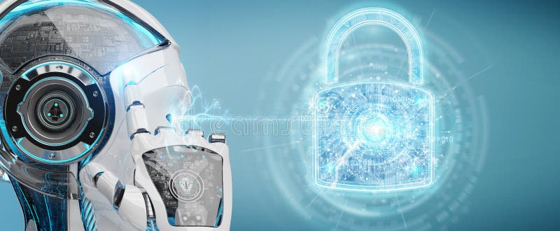Web Security Protection Interface Used by Robot 3D Rendering Stock ...