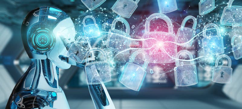 Web Security Protection Interface Used by Robot 3D Rendering Stock ...