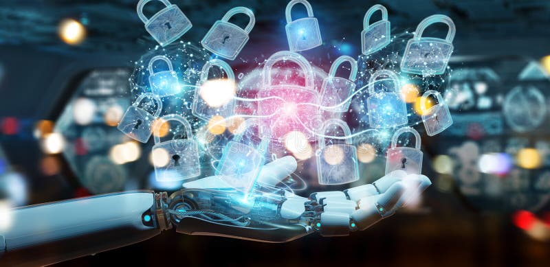 Web Security Protection Interface Used by Robot 3D Rendering Stock ...