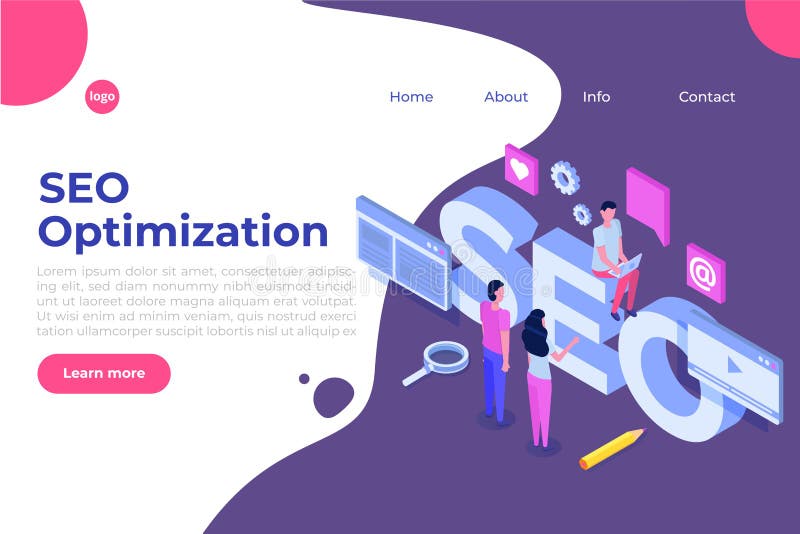 Web Seo Optimization Illustration Concept Isometric. Landing Page Template. Sticker for Web ...