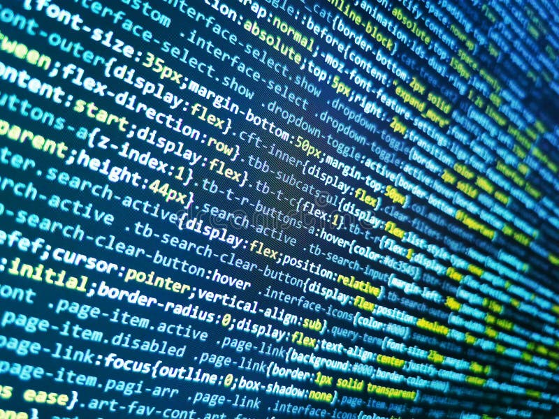 Web Server Data On A Monitor Abstract Source Code Background Letters Chars And Digits Stock