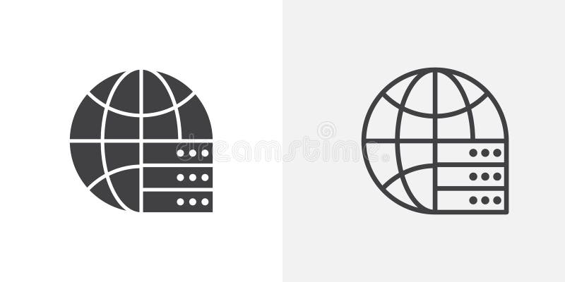 Web Serverline in Thin Line Black Color. Flat Simple Vector Symbols ...