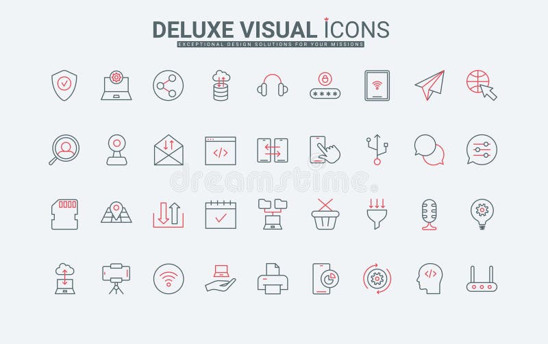 Web Service, Application and Communication Line Icons Set, Mobile App ...