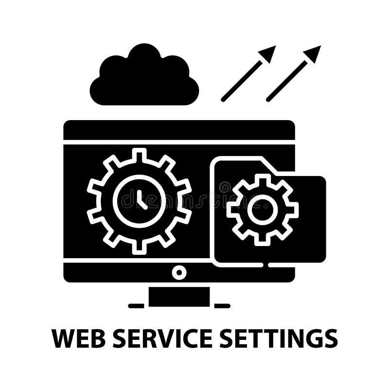 Web Service Settings Icon, Black Vector Sign with Editable Strokes ...