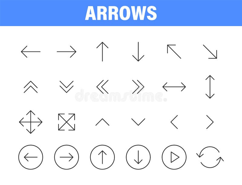 Set of 24 Arrows Web Icons in Line Style. Arrow, Arrows Stock Vector ...