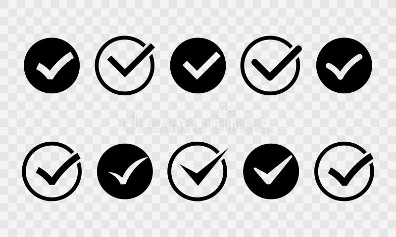 Set of Black Check Marks in Circle. Tick Symbol Stock Illustration ...