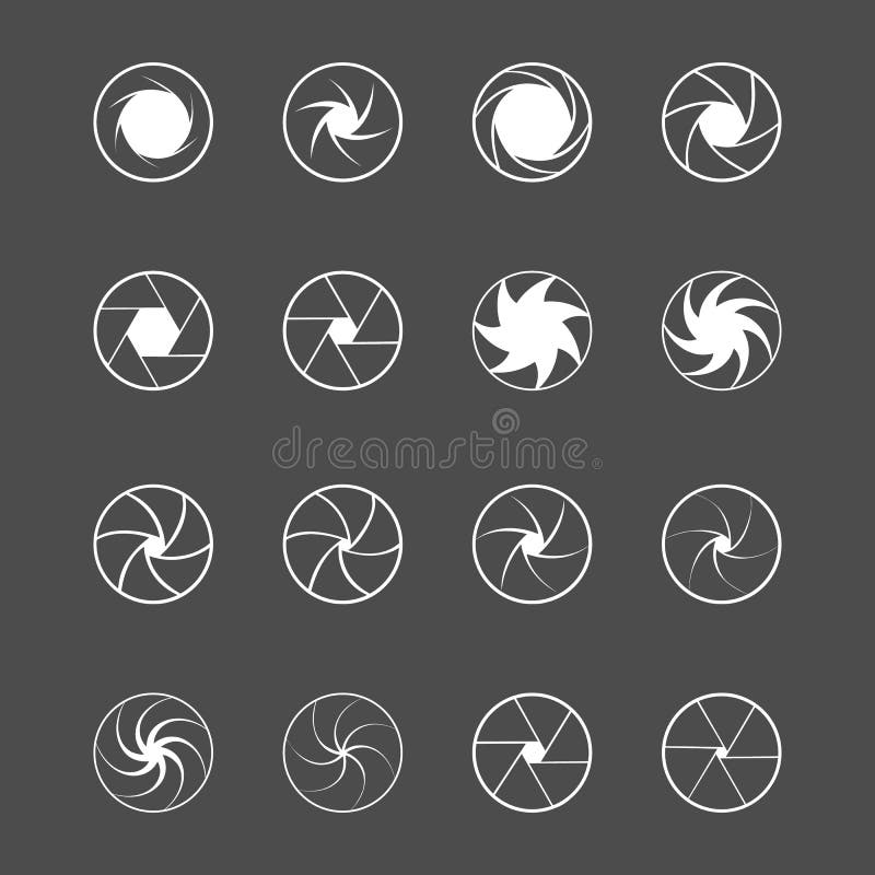 Set of Camera Shutter Black and White Stock Vector - Illustration of ...