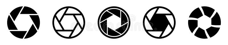 Set of Camera Shutter Vector Icons. Black Silhouette with Camera ...