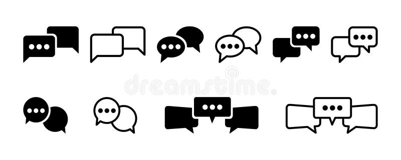Set of Chat or Message Vector Icons. Comment, Dialog, Online Support ...