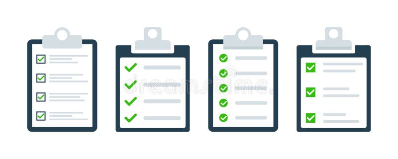 Set of Checklist Vector Icons. Clipboard Icon on White Background Stock ...