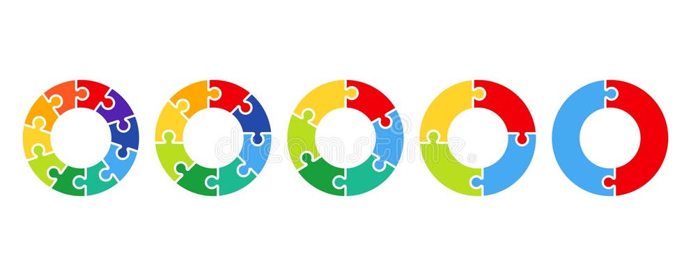 Set of Circular Puzzle. Pieces Puzzle on Circle Stock Illustration ...