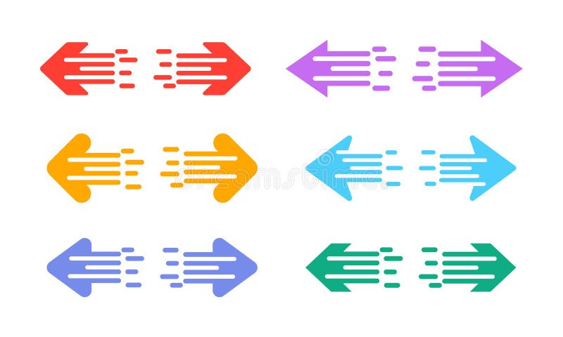 Set of Color Speedy Arrows. Fast Motion Arrow. Move Effect. Right and ...