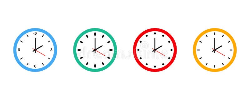 Set of Colored Time Icons. Round Wall Clock. Watch Time Stock Vector ...