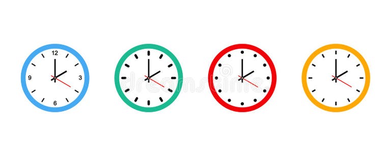 Set of Colored Time Icons. Round Wall Clock. Watch Time Stock Vector ...