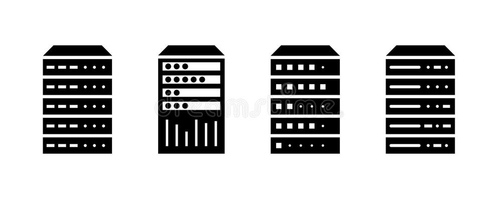 Set of Computer Server Vector Icons. Data, Datacenter or Database Icon ...