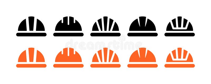 Set of Construction Helmet Vector Icons. Safety Hardhat. Wear Plastic ...