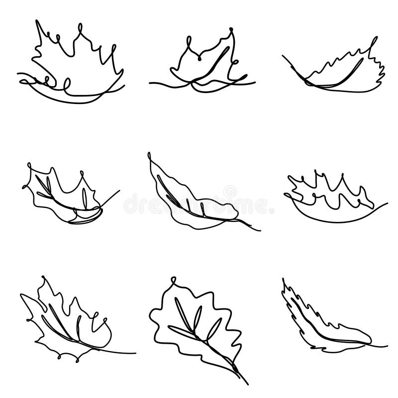 One Line Drawing Tree Leave Stock Illustrations – 24 One Line Drawing ...