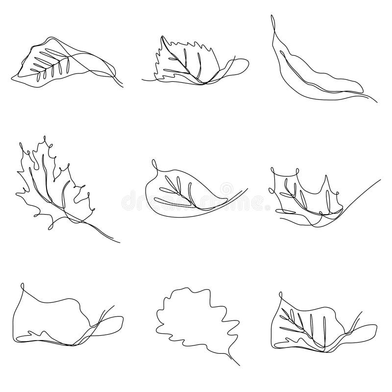 One Line Drawing Tree Leave Stock Illustrations – 24 One Line Drawing ...