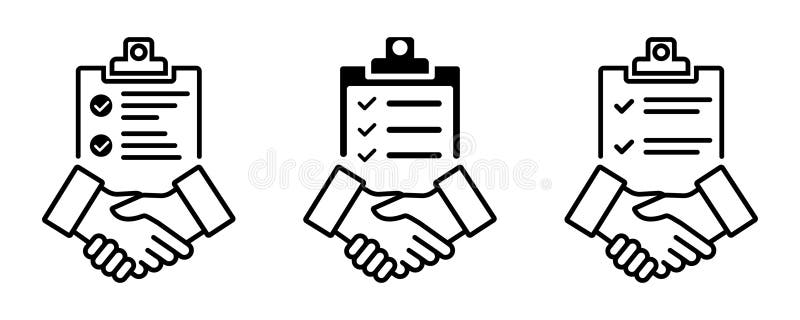 Set of Contract or Agreement Vector Icons. Arrangement, Deal or ...