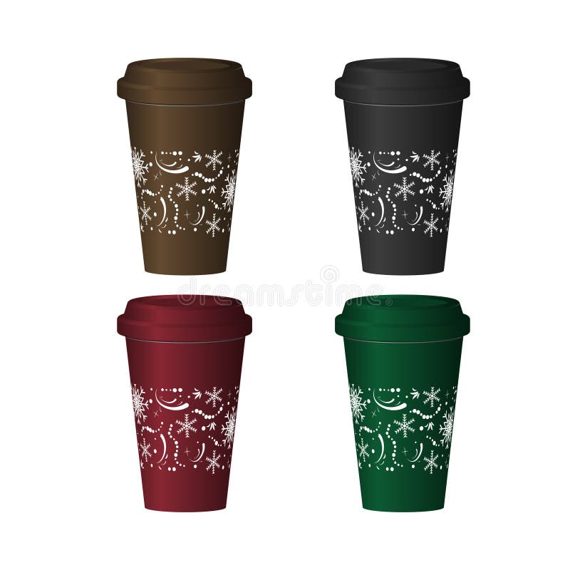 Set 3d Coffee Caps. Hot Winter Drinks Stock Vector - Illustration of ...
