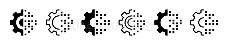 Set of Digital Transformation Vector Icons. Digitization of Data ...