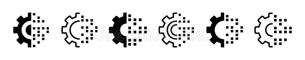 Set of Digital Transformation Vector Icons. Digitization of Data ...