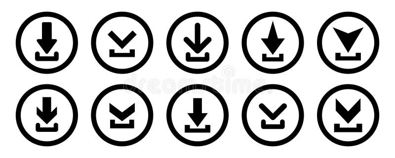 Set of Download Vector Icons. Upload Symbol. Web Buttons for Download ...