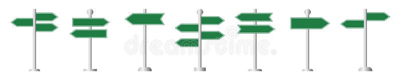 Set of Green Road Signs Template. Road Arrows Stock Illustration ...