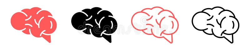 Set of Human Brain Vector Icons. Internal Organ. Intellect, Think ...