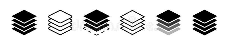 Set of Layer Vector Icons. Black Layers. Level, Tier, Floor Stock ...