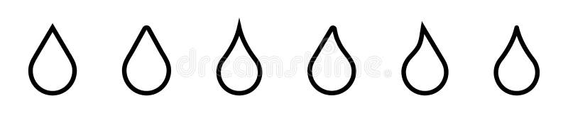 Set of Linear Water Drop Vector Icons. Lines Black Water Droplets ...