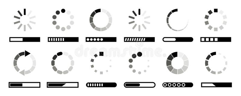 Set of Loading Icons Vector. Load Bar. Download Symbol. Status or ...