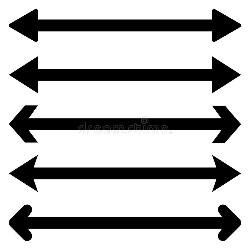 Set of Long Arrows Vector Icons. Black Horizontal Double Arrow Stock ...
