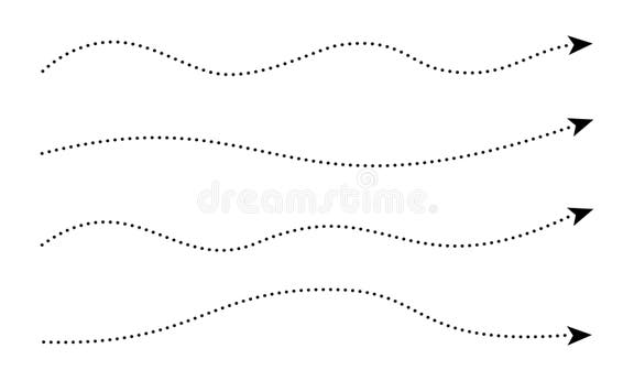 Set of Long Black Dashed Arrows on White Background. Dashed Lines Stock ...