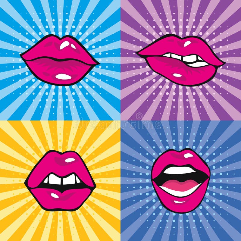 Pop Art Mouth with Teeth and Tongue Stock Vector - Illustration of ...