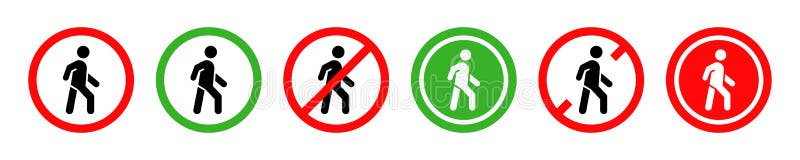 Set of No Walking Person Area Vector Signs. No Entry for Person ...