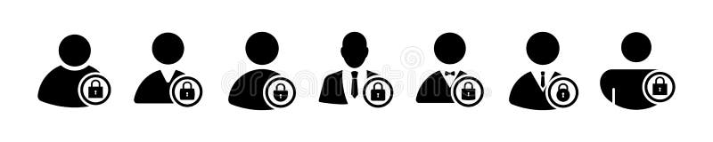 Set of Profile with Lock Vector Icons. Closed Account. User with ...