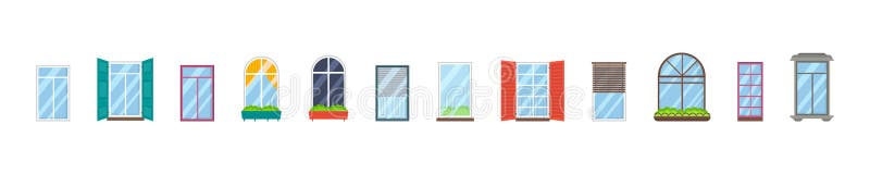 Glass plastic windows. stock vector. Illustration of element - 177257722