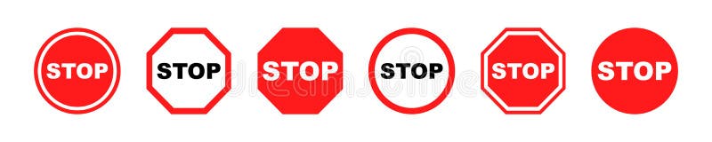 Set of Red Stop or Not Allowed Signs. Round Stop Sign Stock Vector ...