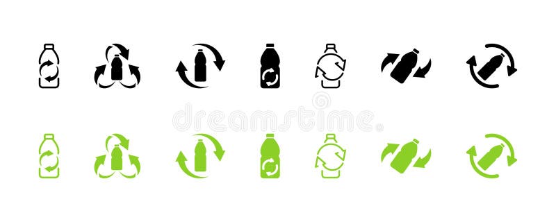 Set of Refresh Plastic Bottle Vector Icons. Reduce Plastic Garbage ...