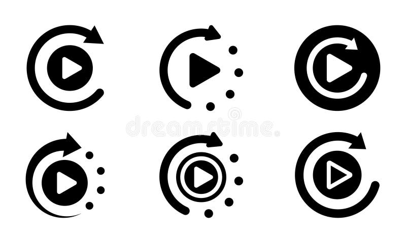 Set of Replay Vector Icons. Restart Video Stock Illustration ...