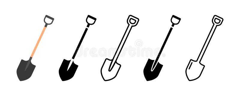 Set of Shovel Vector Icons. Spade for Dig. Farming Tool. Garden ...