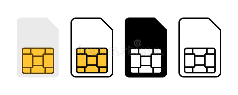 Set of Sim Card Vector Icons. Mobile Sim Card on White Background Stock ...