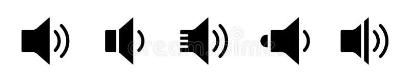 Set of Speaker Vector Icons. Black Sound Symbol. Audio Volume Sign ...