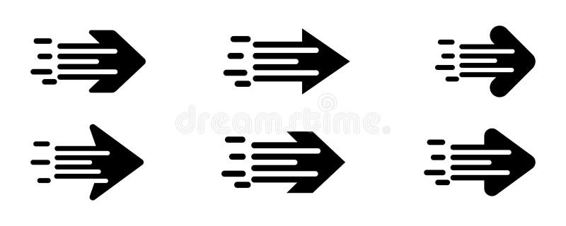 Set of Speedy Arrows Vector Icons. Fast Motion Arrow. Move Effect ...