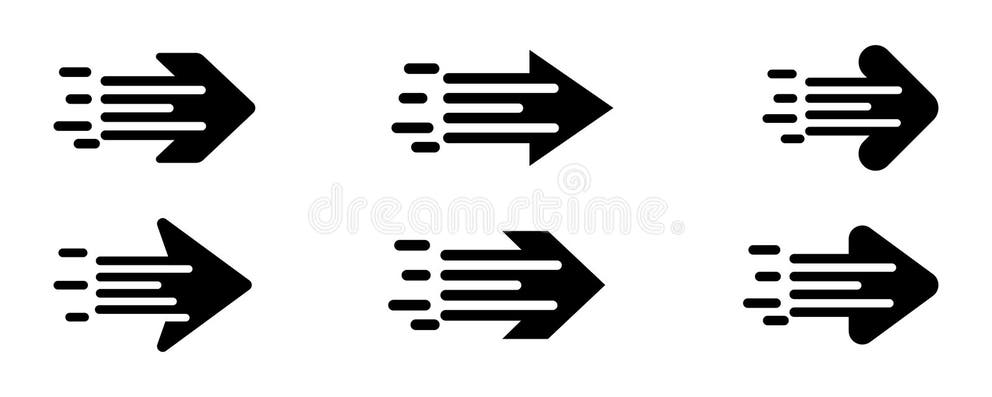 Set of Speedy Arrows Vector Icons. Fast Motion Arrow. Move Effect Stock ...